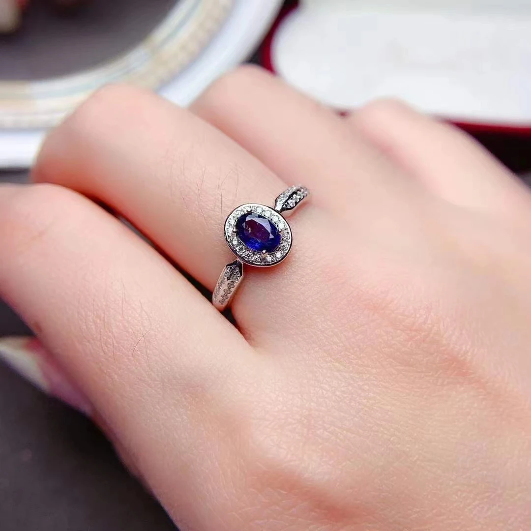 Anillo de zafiro 100% Natural para compromiso, 4mm x 6mm, anillo de ...