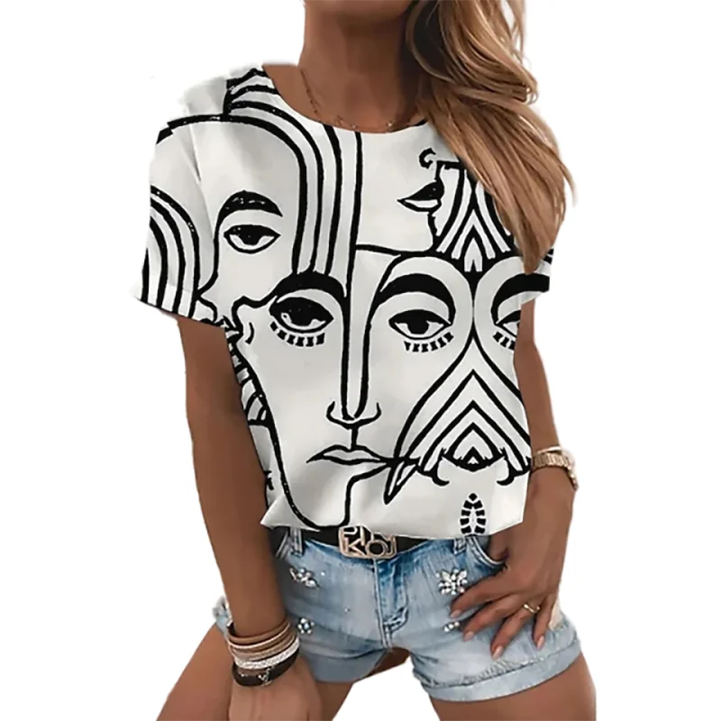 Camiseta-con-estampado-3D-DE-CARA-abstracta-para-mujer-camisetas-de ...