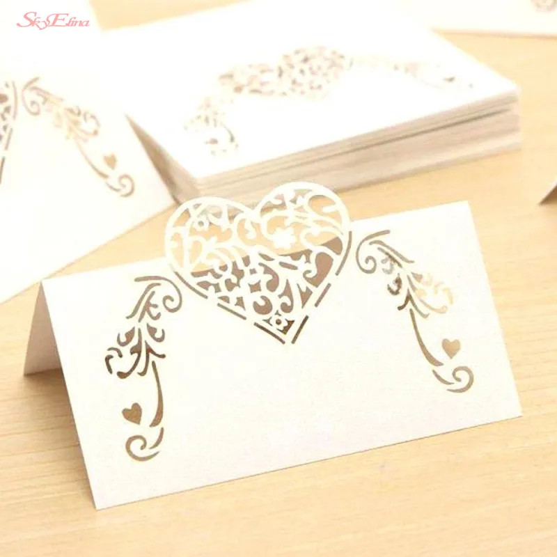 Place Card Wedding Party Cards Favor Laser Cut Heart Shape Table Name ...
