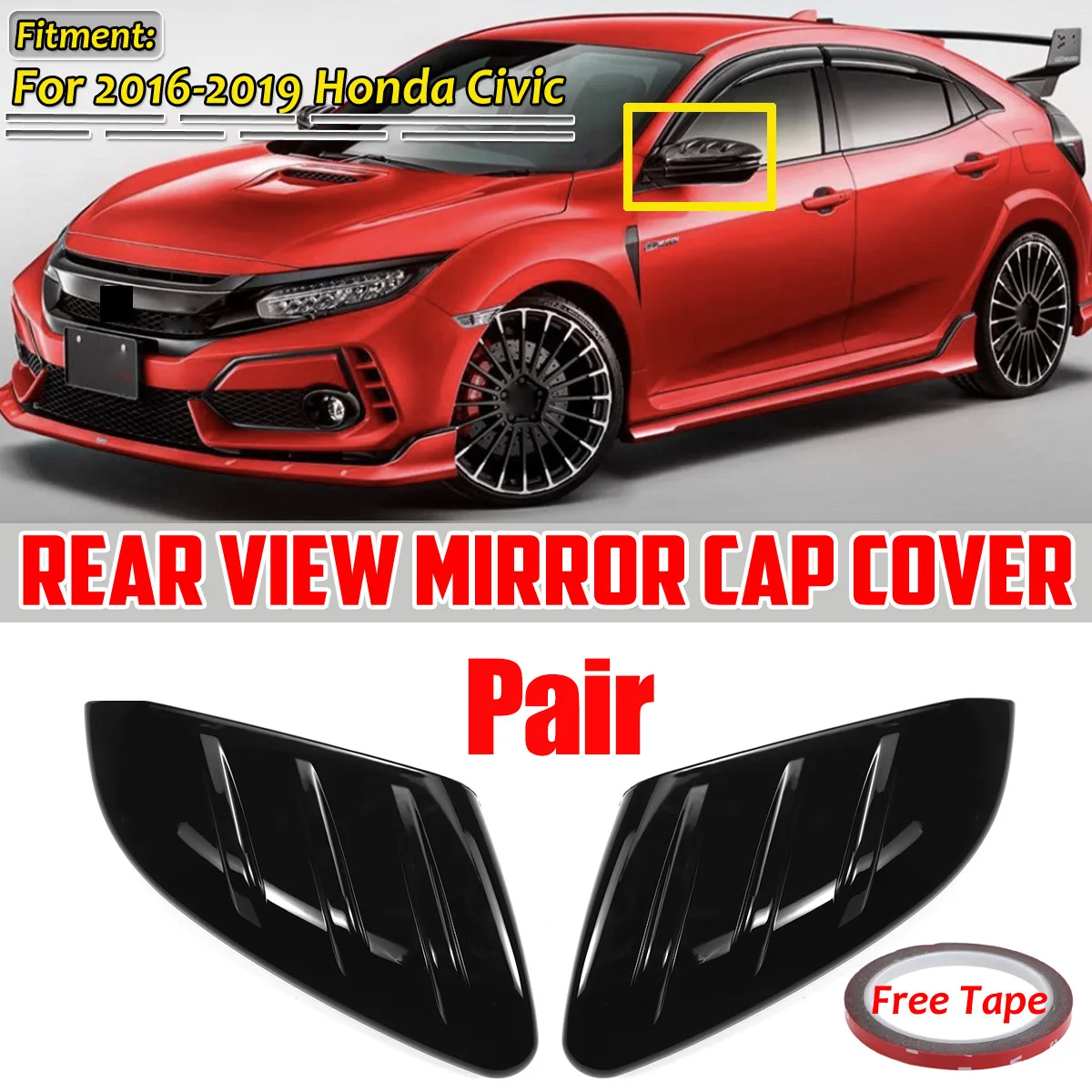 For-Honda-Civic-10th-Gen-2016-2020-Type-R-Hatchback-Glossy-Black ...