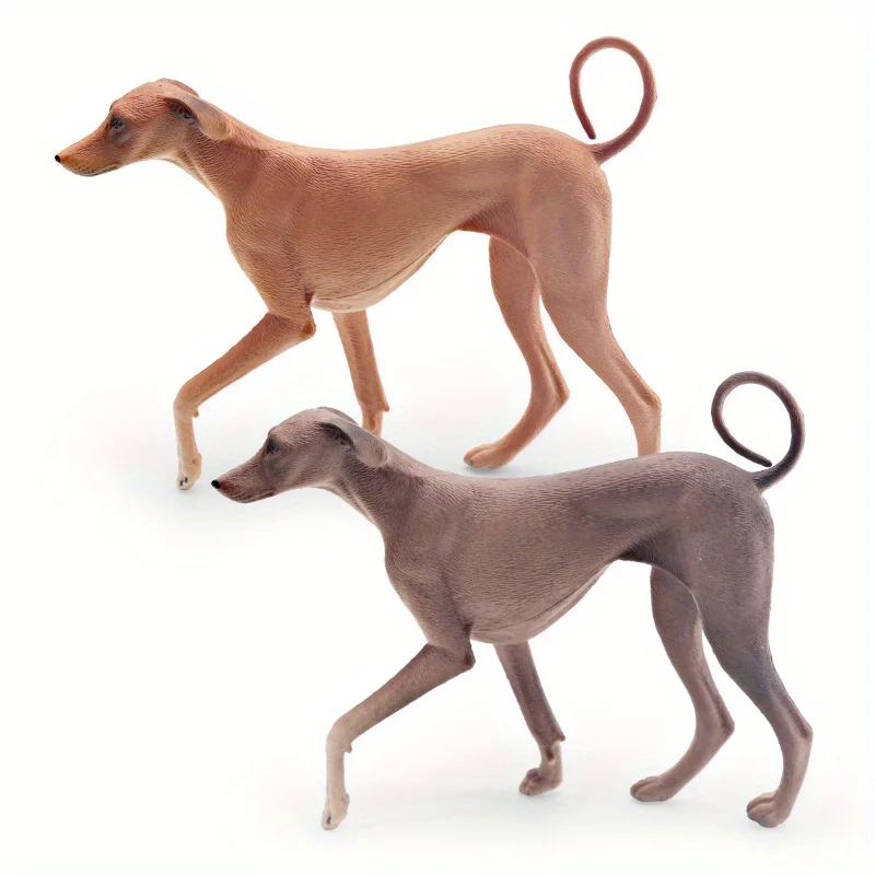 1pc Lifelike Azawakh Dog Statue - Realistic Brown & Black Plastic Decor ...