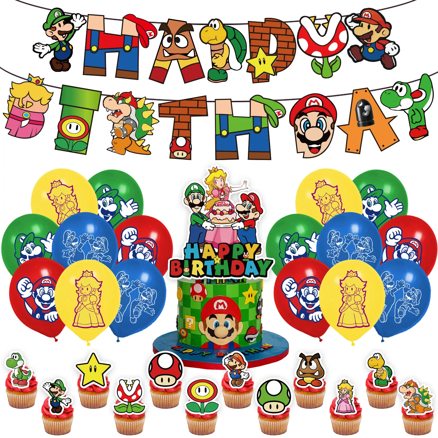 Super Mario Bros Birthday Party Decoration Game Mario Brother Theme ...