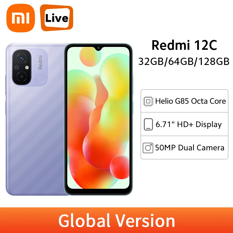 Global-Version-Xiaomi-Redmi-12C-12-C-64GB-128GB-MTK-Helio-G85-50MP-Main ...