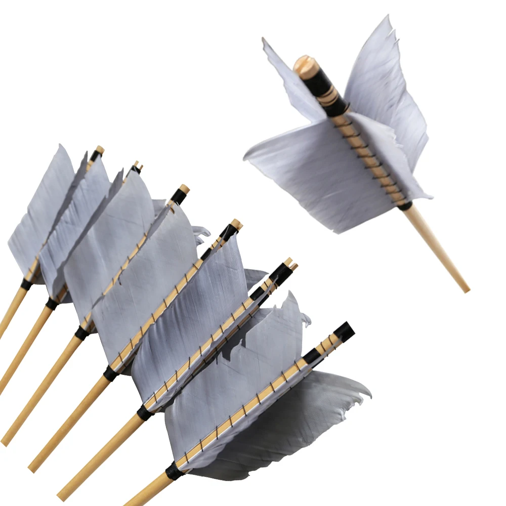 6-12pcs-OD-8-0mm-Archery-Flu-Flu-Wooden-Arrows-With-Rubber-Blunt-Tip ...