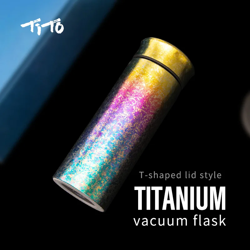 TiTo Titanium 400ml Thermos Bottle Water Coffee Mug Cup Crystal Rainbow ...