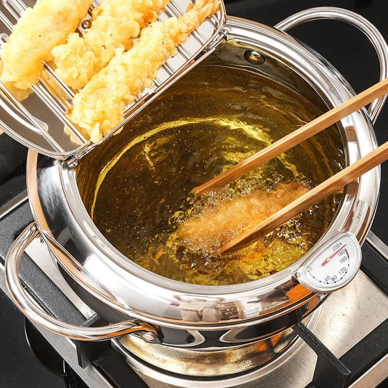 20/24 Cm Diameter Japanese Deep Frying Pot With A Thermometer And A Lid ...
