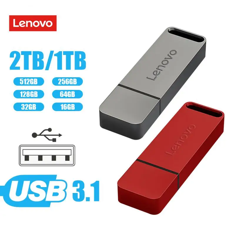 Lenovo USB 2TB Flash Drive de Metal 1TB 512GB 256GB Alta Velocidade USB 3.0 Flash Pen Drive ...