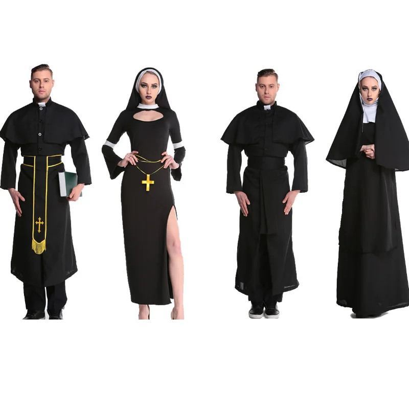 Missionary Cosplay Costumes for Adults Couple Long Robes Priest Sister ...