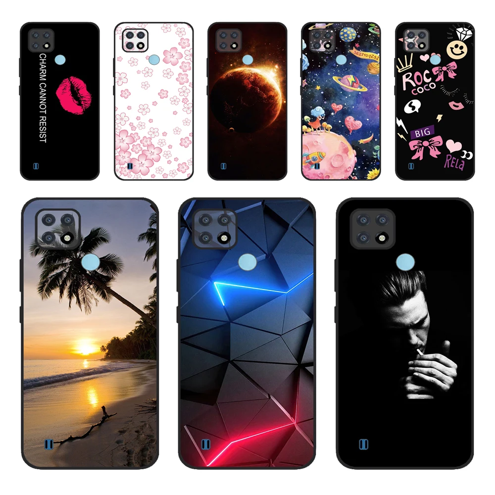 For OPPO Realme C21Y Case COOL Black series Soft Silicon Cover for ...