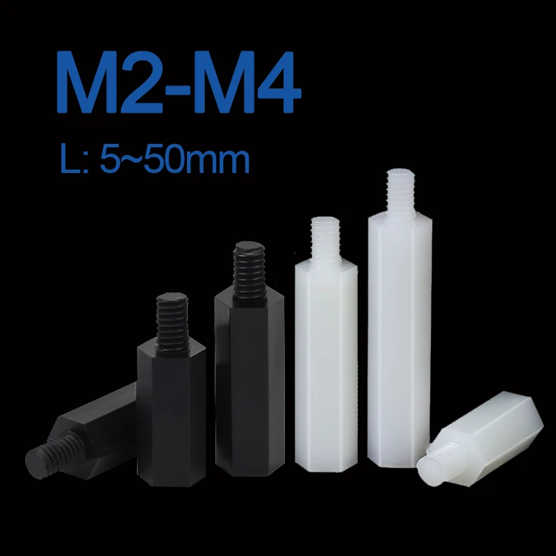 20-50pcs-Male-to-Female-White-Black-PCB-Nylon-Standoff-Spacer-M2-M2-5 ...