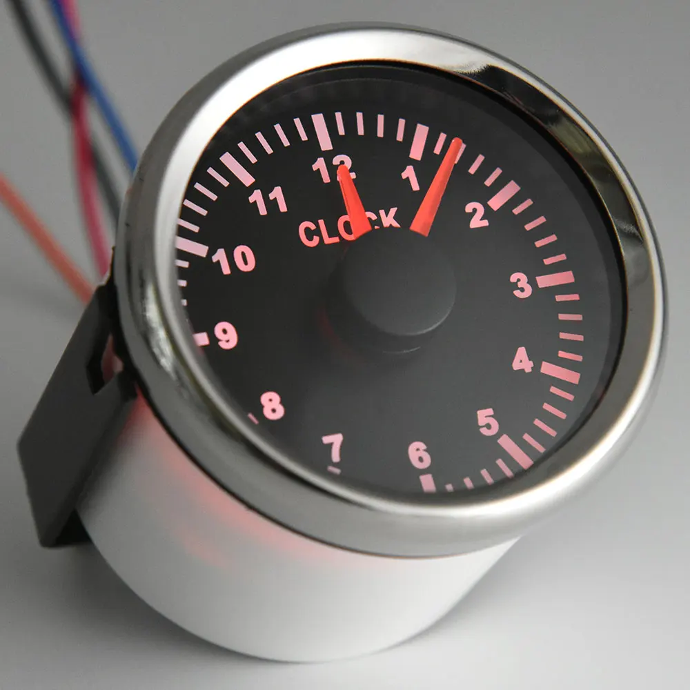 0-12-Hours-HourMeters-2-52mm-Clock-Gauges-with-Red-Backlight-Instrument ...