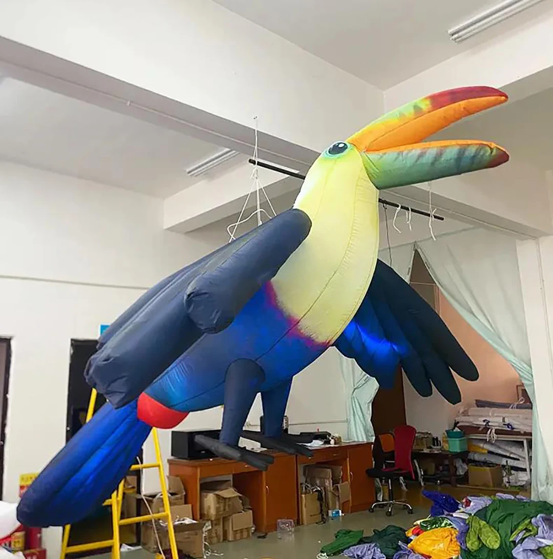 Giant Inflatable Bird/Parrot/Crow with White LED Light Air Blow Hanging ...