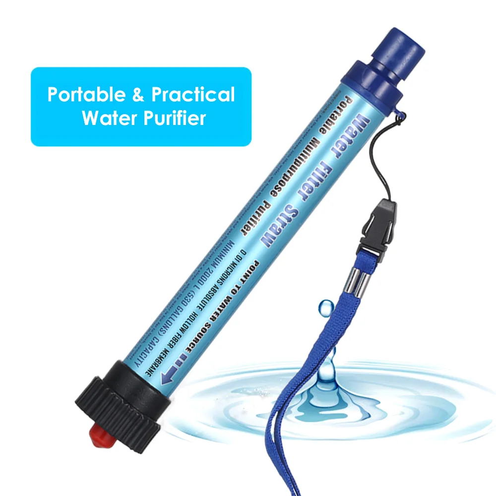 Outdoor Water Filtration Portable Survival Water Filter Straw Water ...