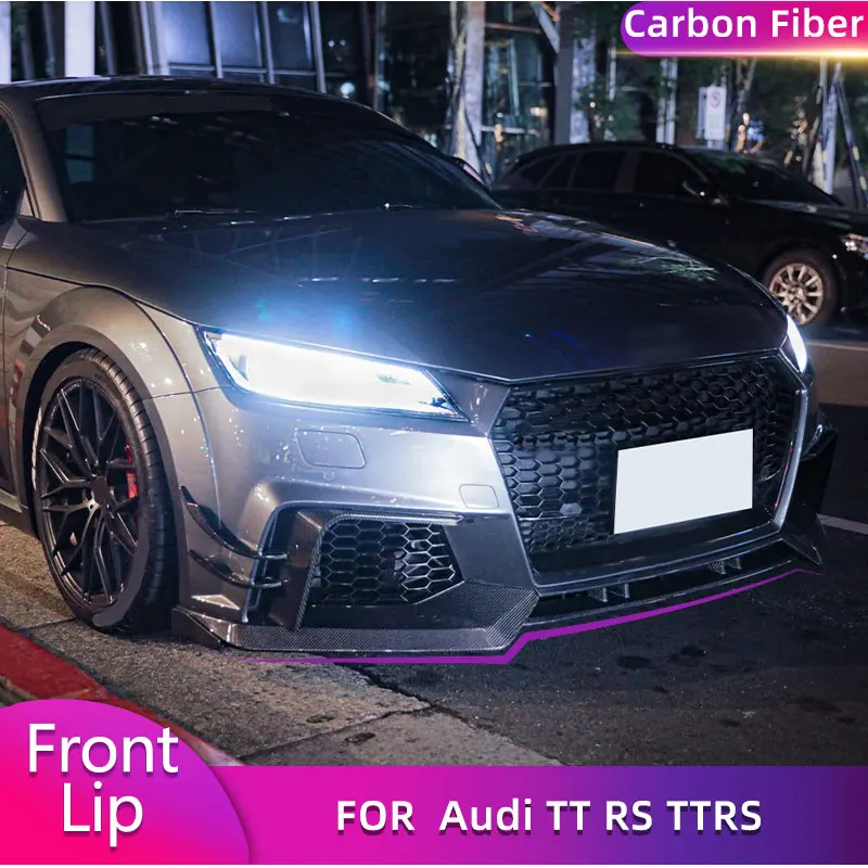 Carbon Fiber Front Bumper Lip Spoiler with Splitters for Audi TT RS ...