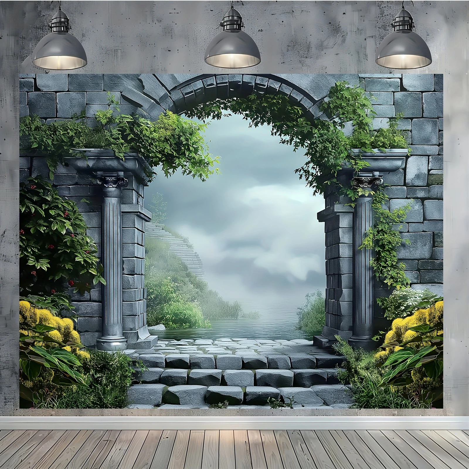 Vintage-Palace-Garden-Gothic-Backdrop-Polyester-Castle-Ruins-Pillars ...