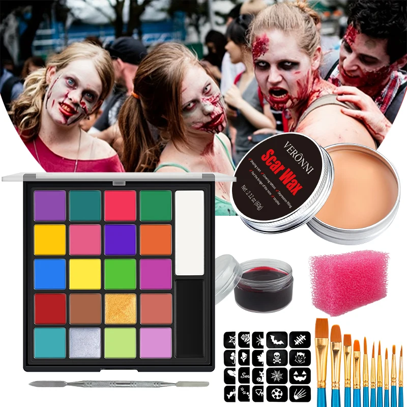 22 Colors Face Paint Fake Blood Body Painting Set Suit for Children's ...