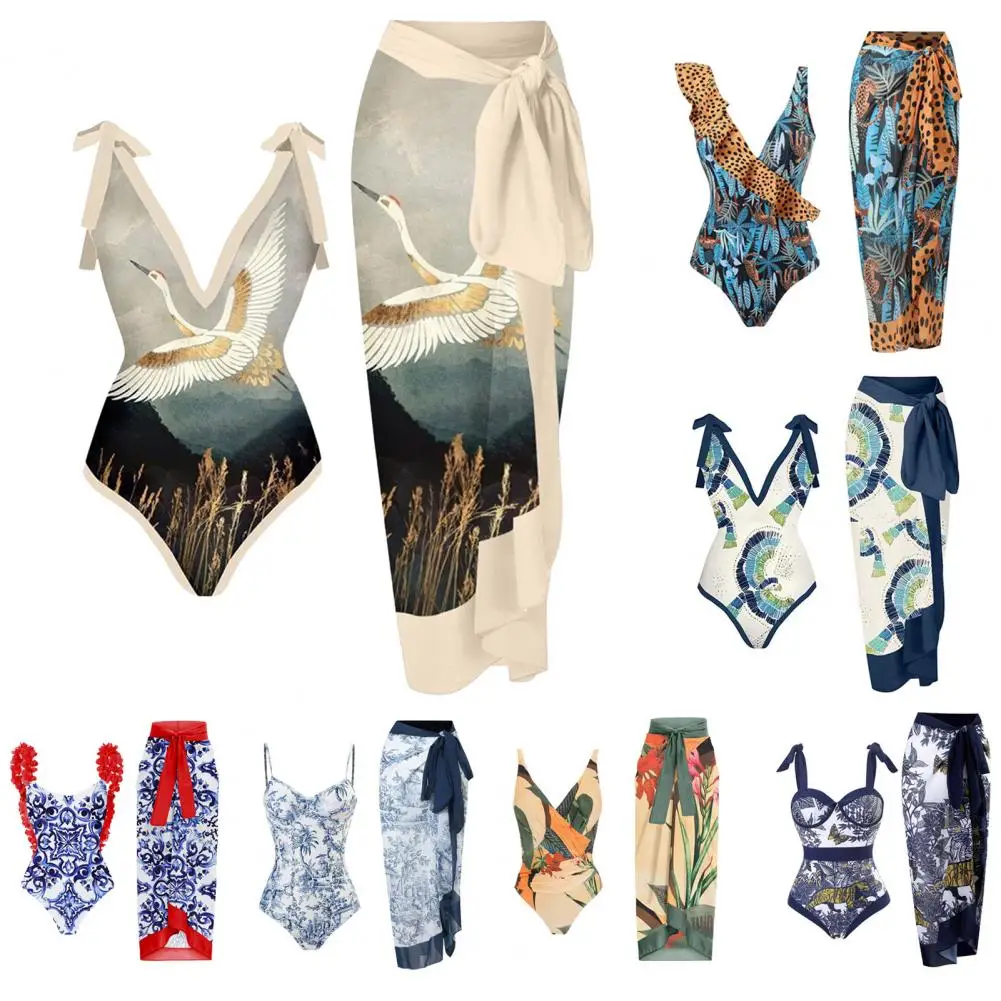1-Set-Women-Monokini-Printed-Strap-Backless-Vintage-Retro-Pool-Wearing ...