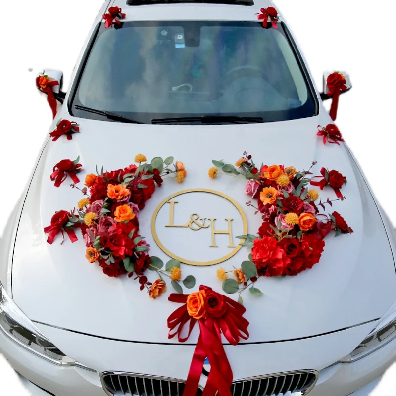 Red Wedding Car Flowers