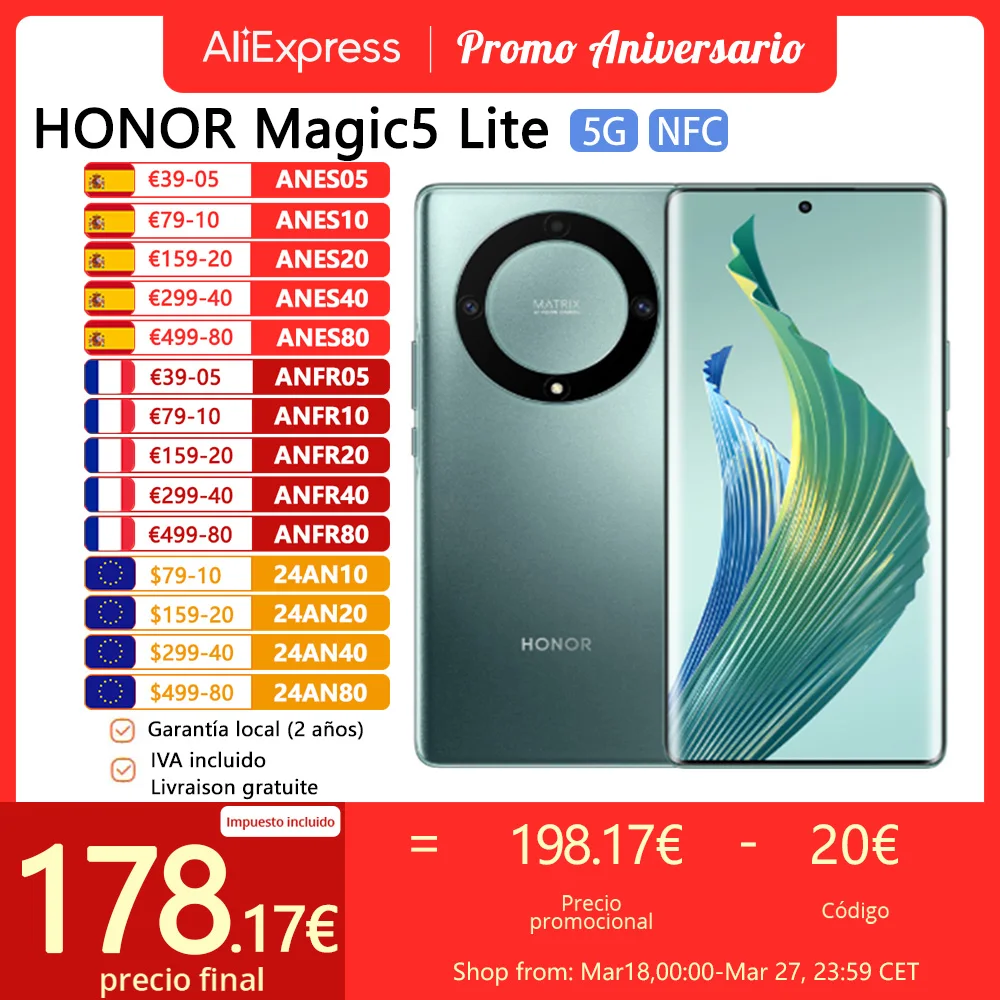 HONOR-Magic5-Lite-5G-NFC-Smartphone-Global-Edition-Qualcomm-Snapdragon-695-6-67-pulgadas-128GB ...