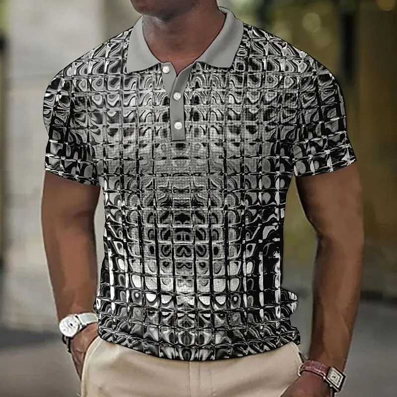 Polo-de-moda-para-hombre-ropa-con-estampado-de-cuadros-de-Metal-de ...