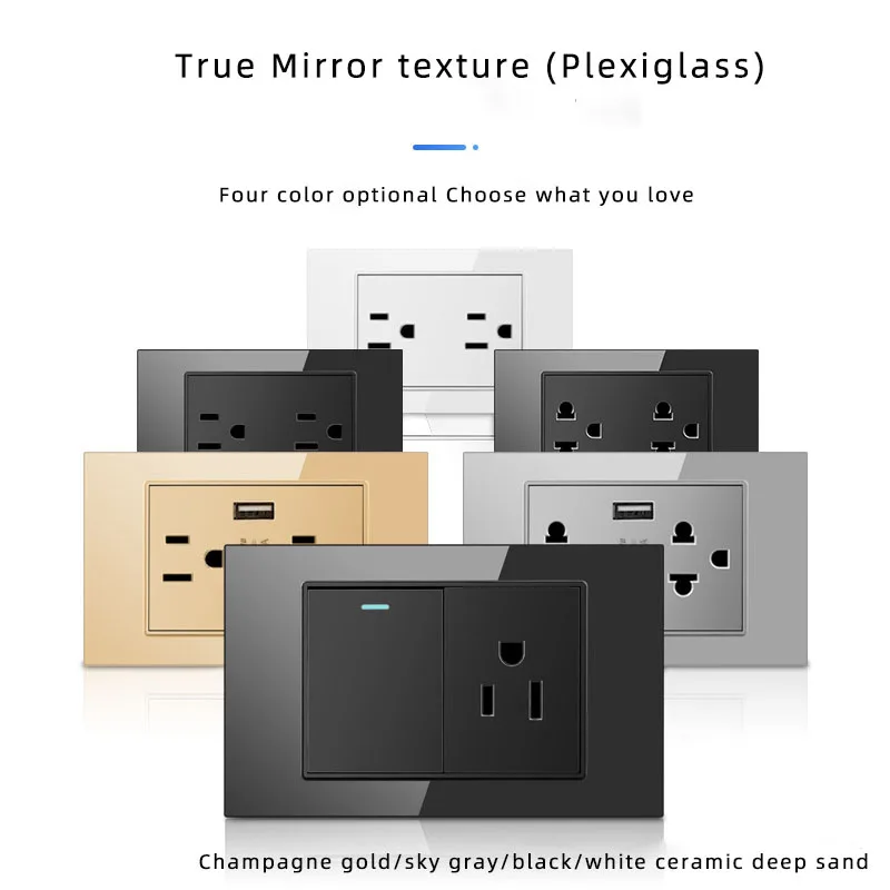 Black-Tempered-Glass-16A118-Series-American-Standard-USB-Wall-Socket ...