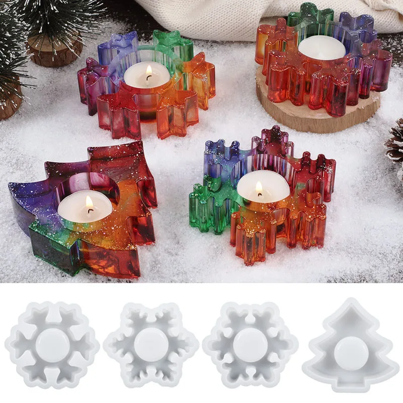 Snowflake-Candlestick-Silicone-Mold-DIY-Christmas-tree-Candle-Holder ...