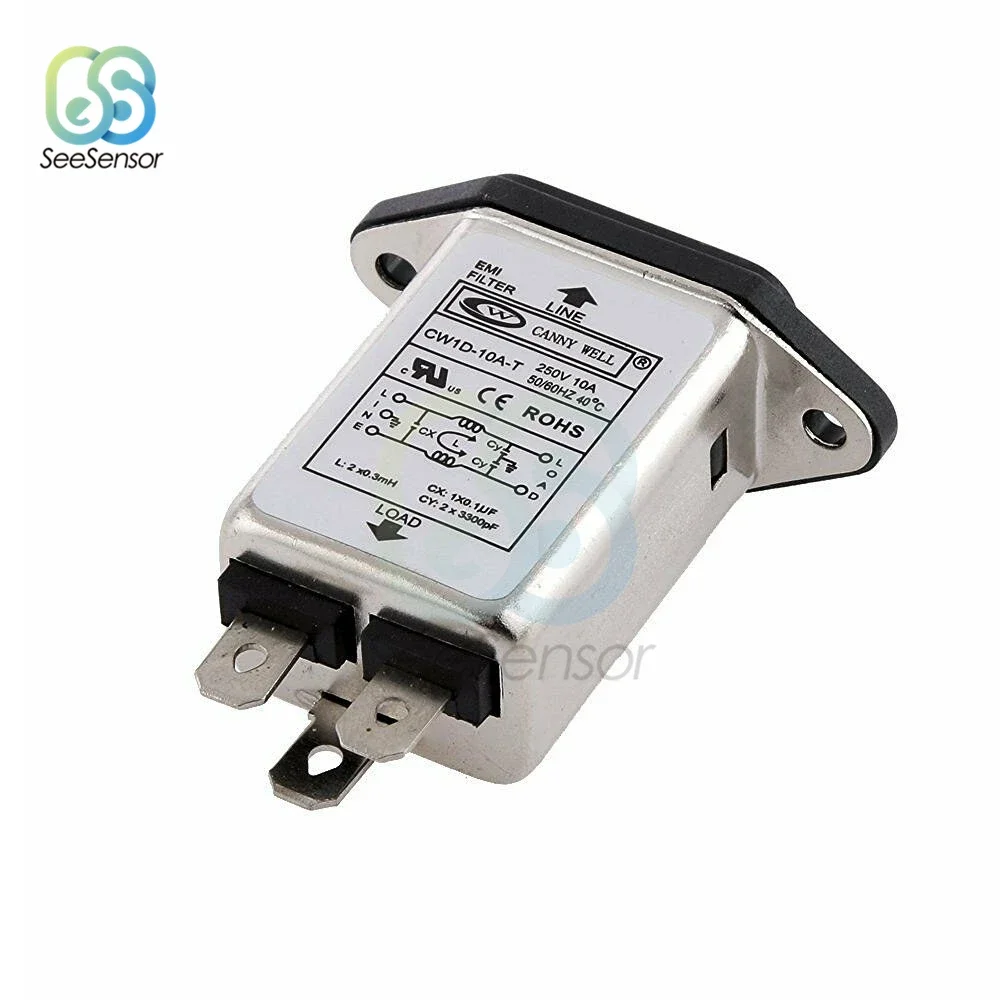 IEC-Socket-Panel-Mount-Power-Line-Power-EMI-RFI-Filter-AC-115V-250V-10A ...