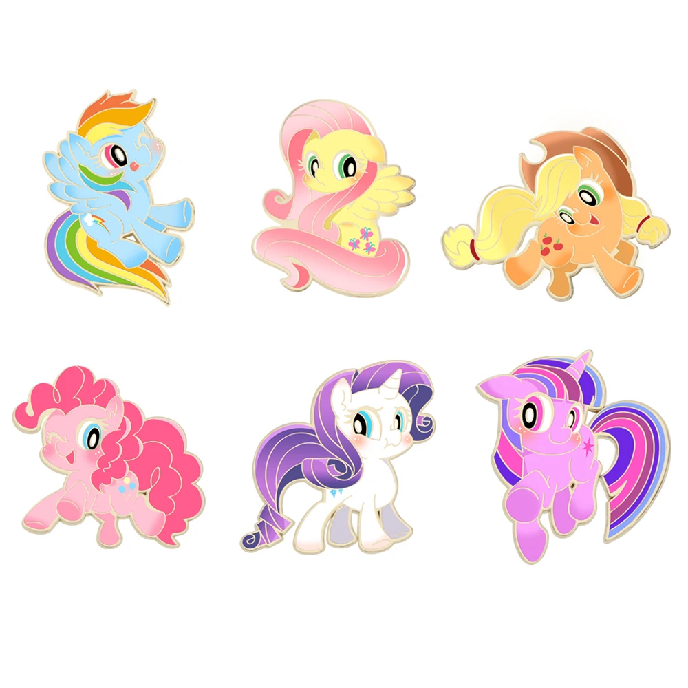 Conjunto de 6 peças de alfinetes My Little Pony, alfinetes esmaltados ...