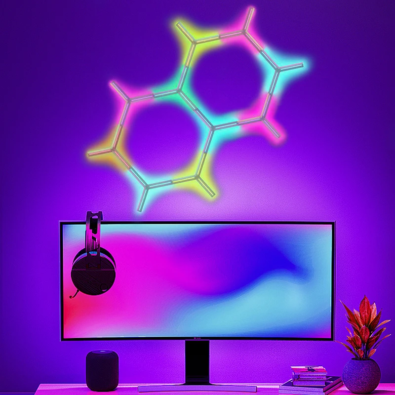 7PCS-RGBIC-WIFI-LED-Y-shaped-indoor-wall-lamp-APP-remote-control-pickup ...