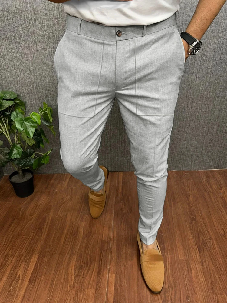 Solid-Color-Casual-Pants-Men-2024-Spring-Summer-Breathable-Slim-Fit ...