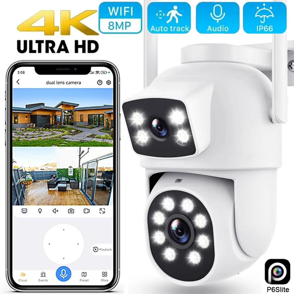 4K-8MP-WiFi-IP-Camera-Outdoor-4X-Zoom-Three-Lens-Dual-Screens-6MP-CCTV ...