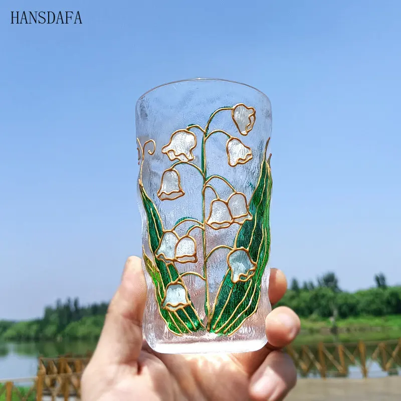 Hand-Painted-Flower-Glass-Cup-Ingenuity-Home-Glacier-Glass-Cup-Creative ...