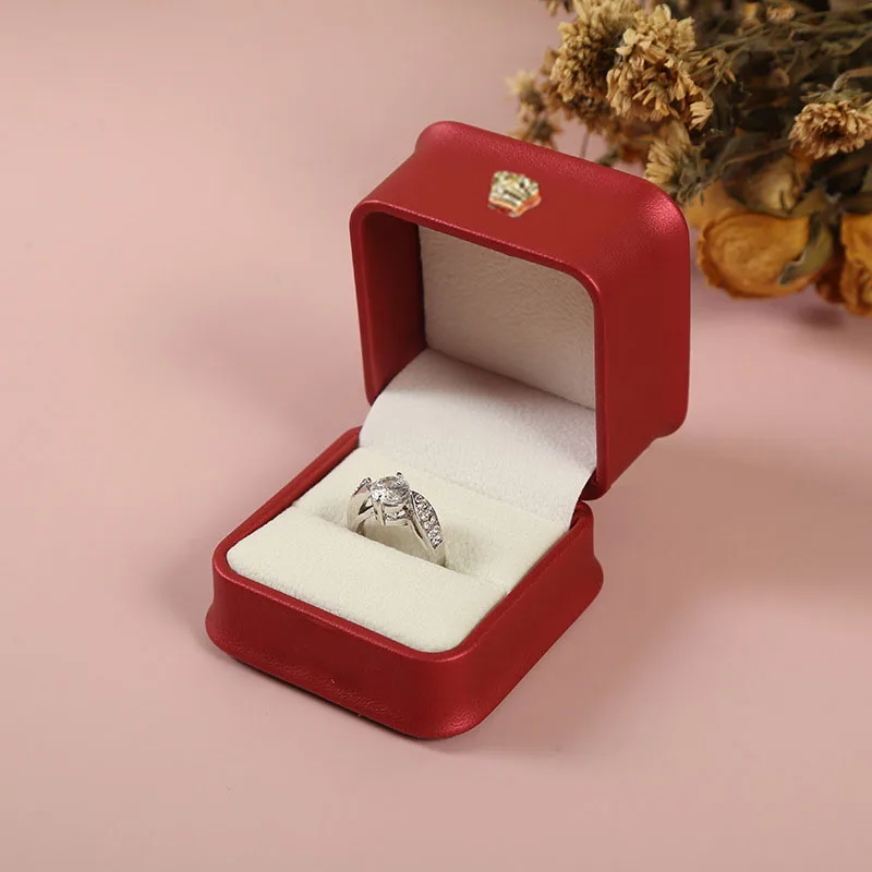 Fashion Luxury Red Leather Jewelry Box Proposal Engaged