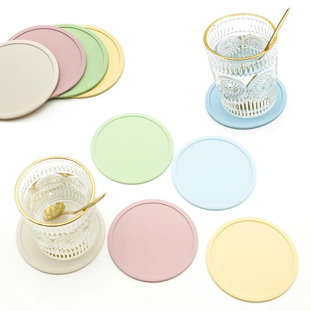 Round-Insulated-Coaster-Set-of-2-Heat-resistant-Silicone-Coasters-with ...