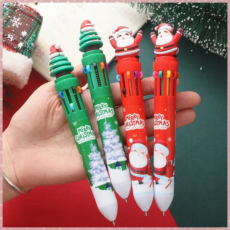 24 Pcs Christmas Press Ten-Color Ballpoint Pen,Creative Multi-Color ...