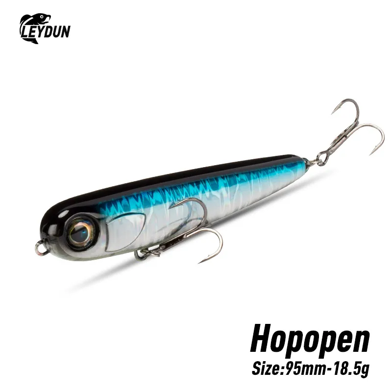 LEYDUN HOPOPEN Floating New Fishing Lures 95mm Pencil Top water Surface ...