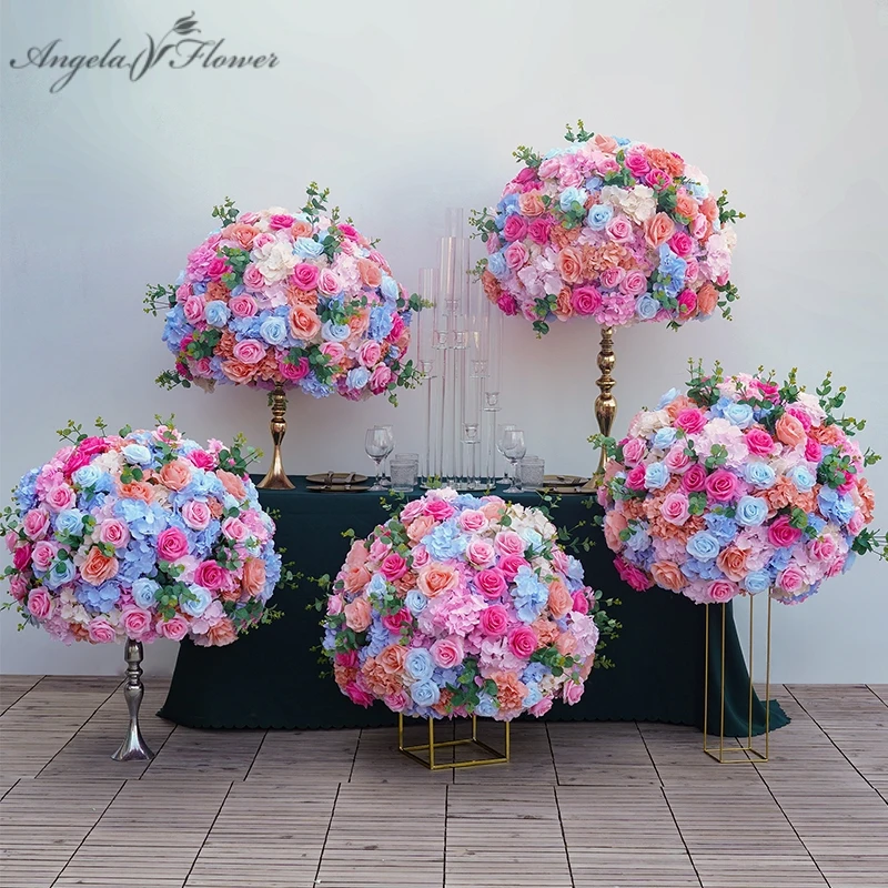 Luxury-Pink-Blue-Rose-Hydrangea-Table-Centerpieces-Flower-Ball-Wedding ...