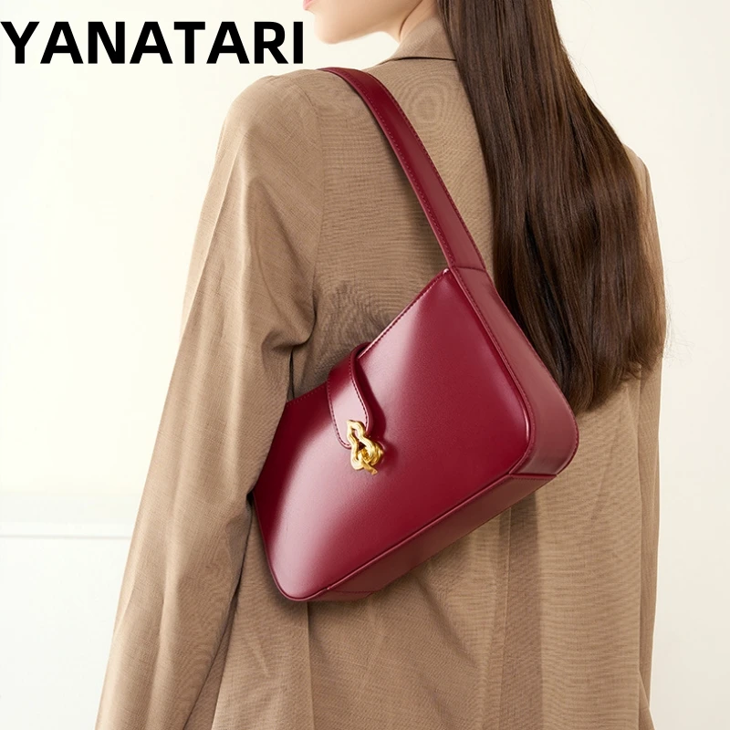 YANATARI designer luxury Wine red red bag for women genuine leather ...