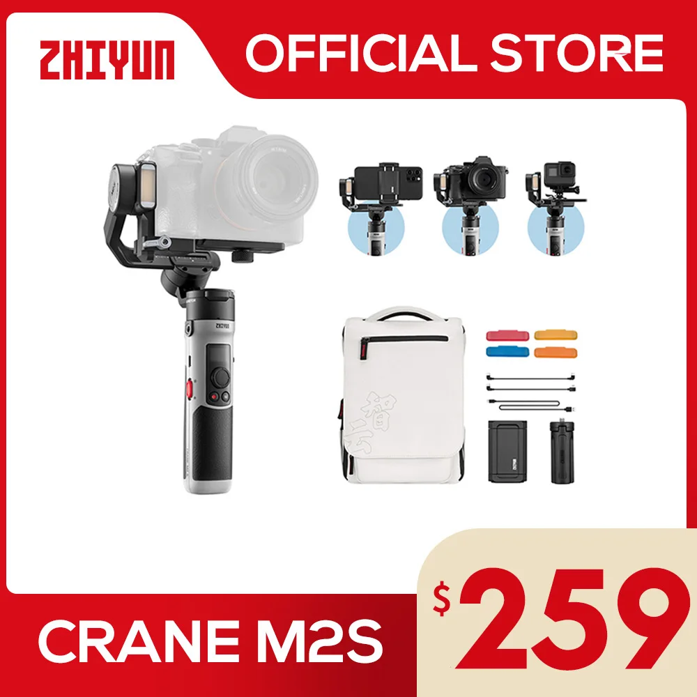 Zhiyun Official Crane M2s Stabilisateur De Caméra Sans Miroir 3 Axes ...