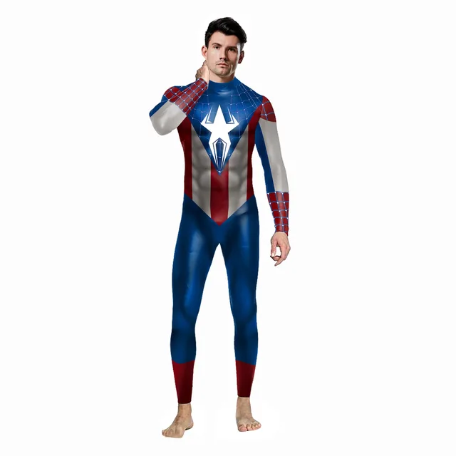 Captain America Jumpsuits Spiderman Costumes Halloween Adult Tobey ...
