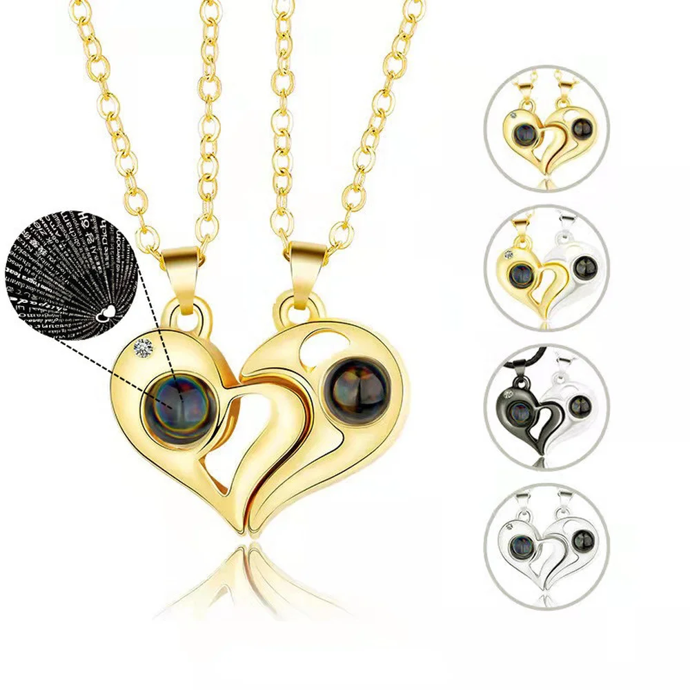 Fashion-Couple-Matching-Necklace-Heart-Shape-Magnetic-Matching-Pendant ...