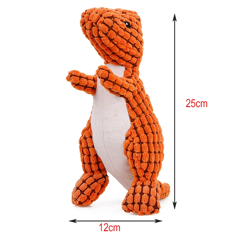 Plush Dinosaur Dog Toys Cute Cartoon Squeaker Pets Interactive Toy Chew ...