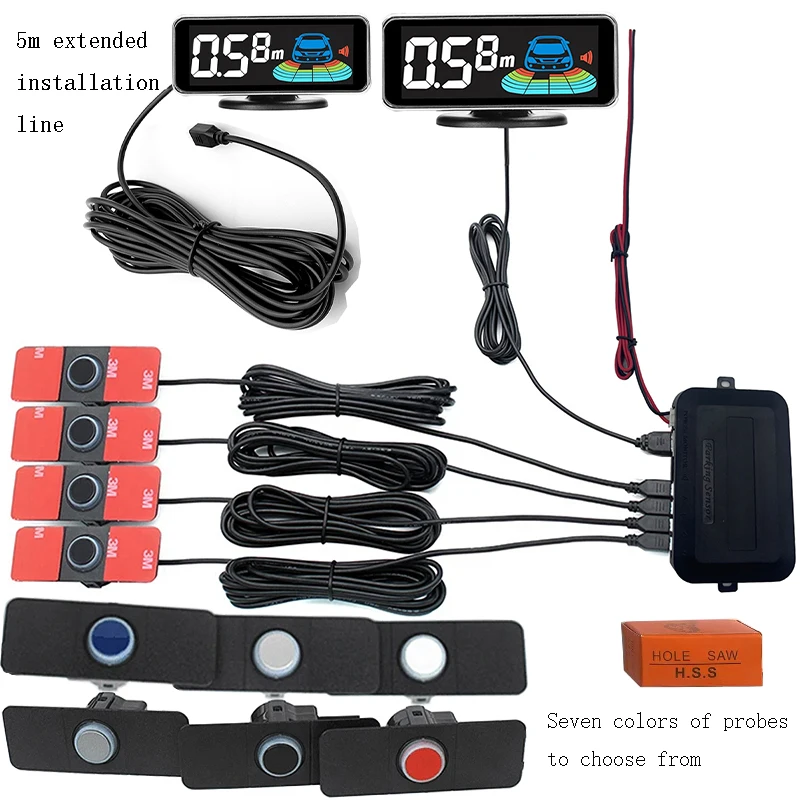 Original-Car-13mm-Probes-Rear-Reversing-Radars-System-LCD-Display-Car ...