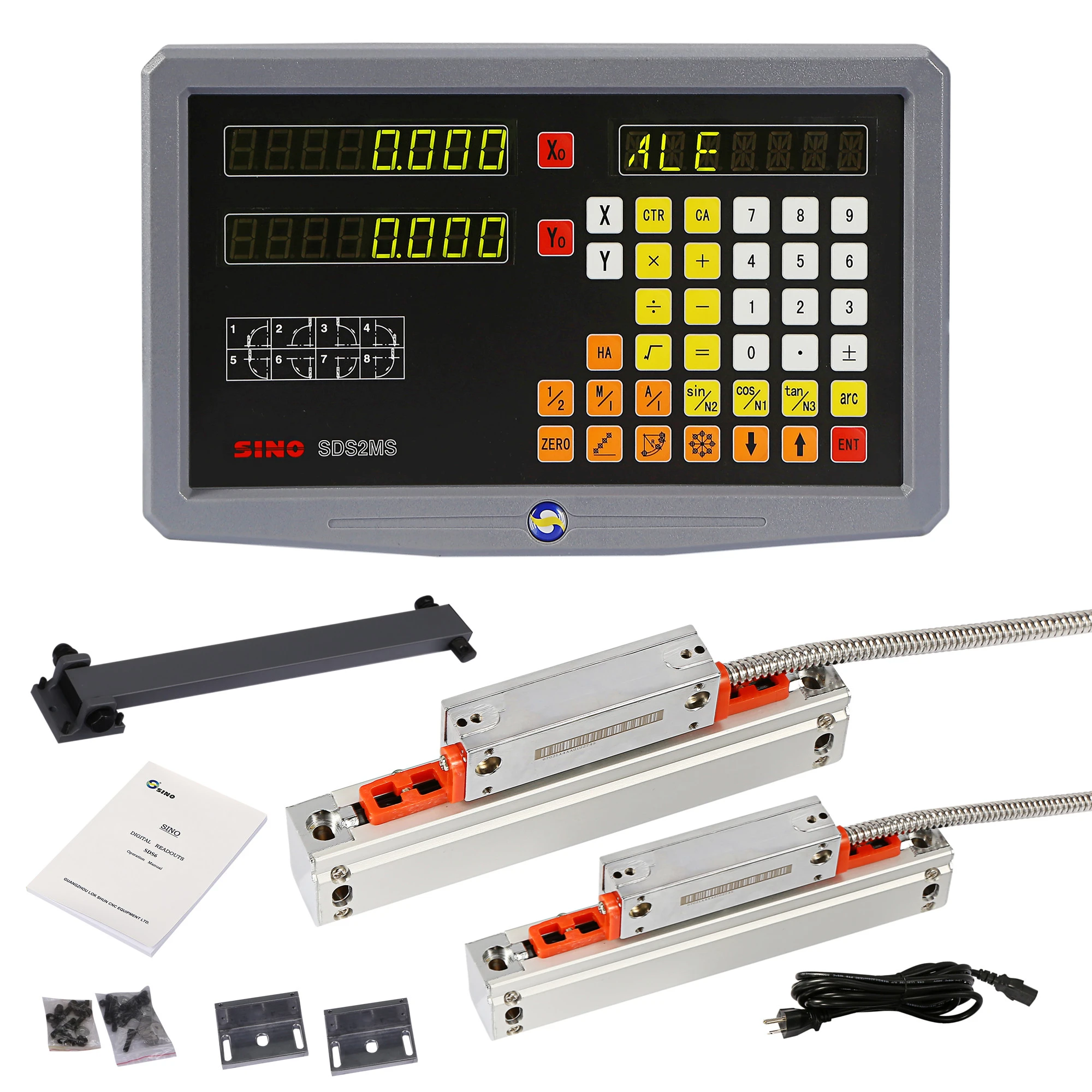 New Original Sino Sds2ms 2 Axis Digital Readout Dro Kit And 2 Pieces Sino Ka300 Linear Scale ...