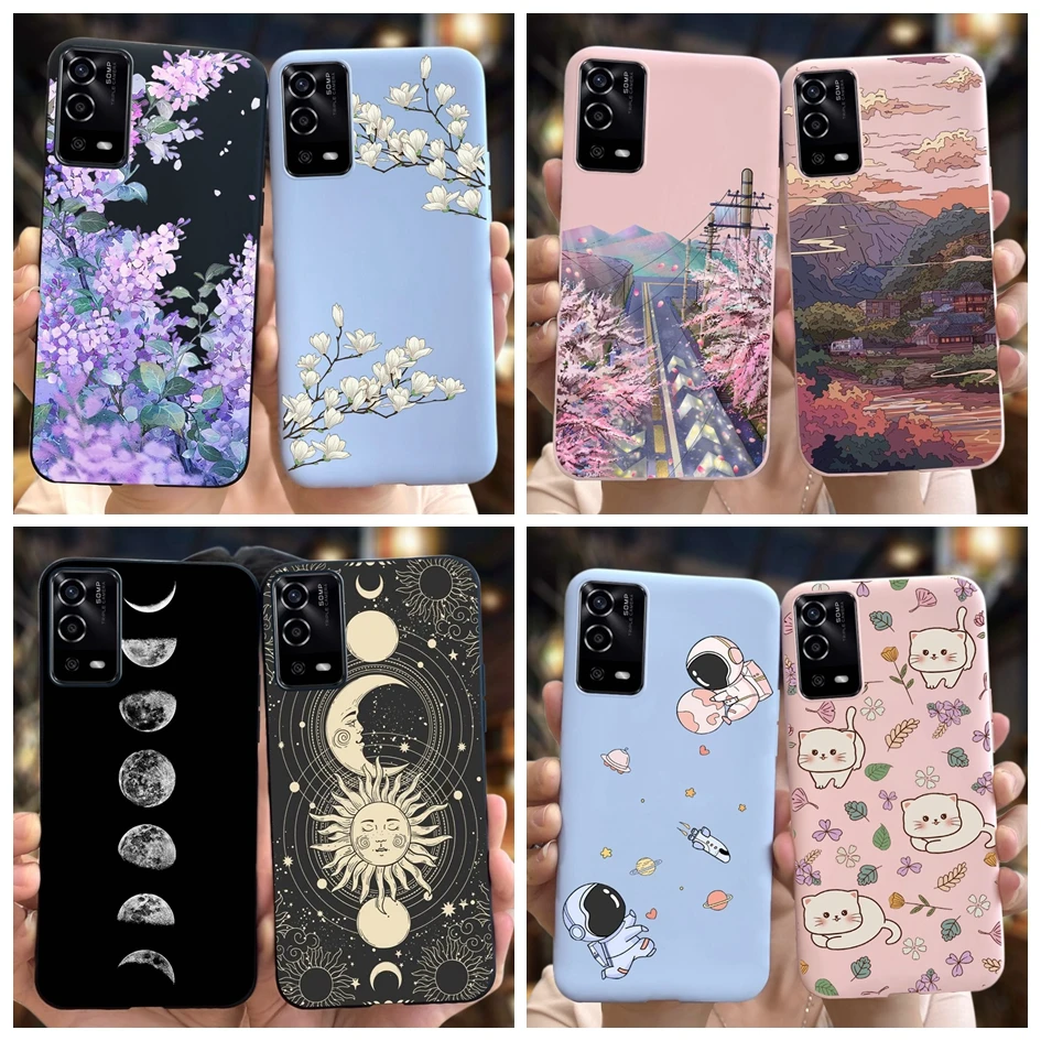 For-OPPO-A55-Case-4G-5G-Cover-Popular-Flower-Moon-Full-Protect-Soft ...