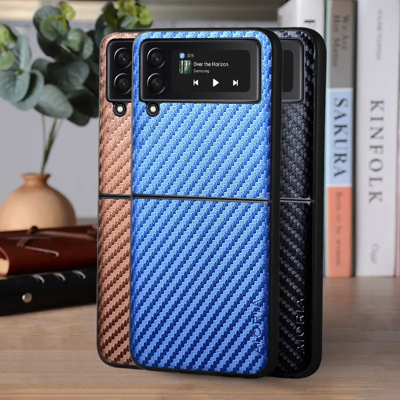 Case-for-Samsung-Galaxy-Z-Flip4-ZFlip3-ZFlip5-5G-Carbon-Fibre-Pattern ...