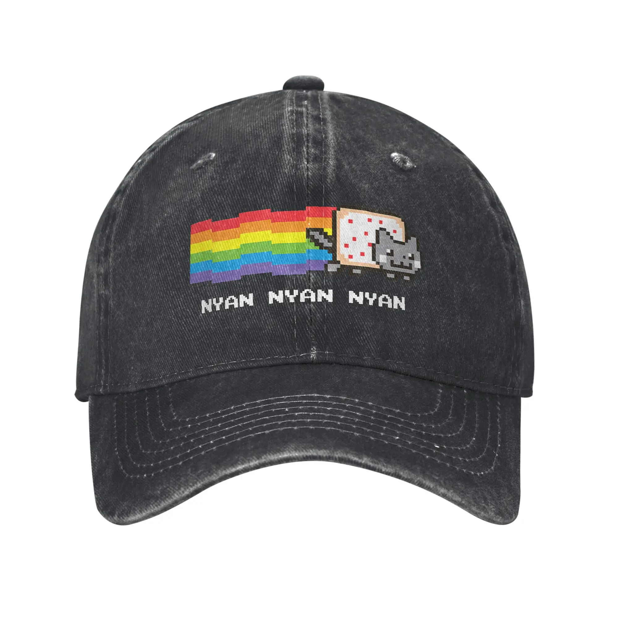 Nyan-Cats Rainbow Funny Men Women Baseball Cap Internet Meme Distressed ...