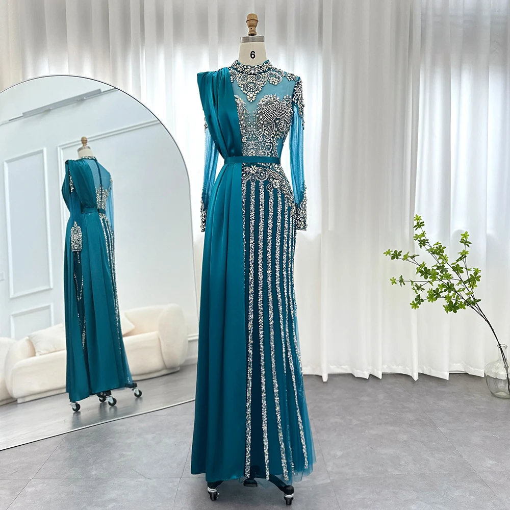 Sharon Said Luxury Crystal Dubai Muslim Evening Dress with Overskirt ...