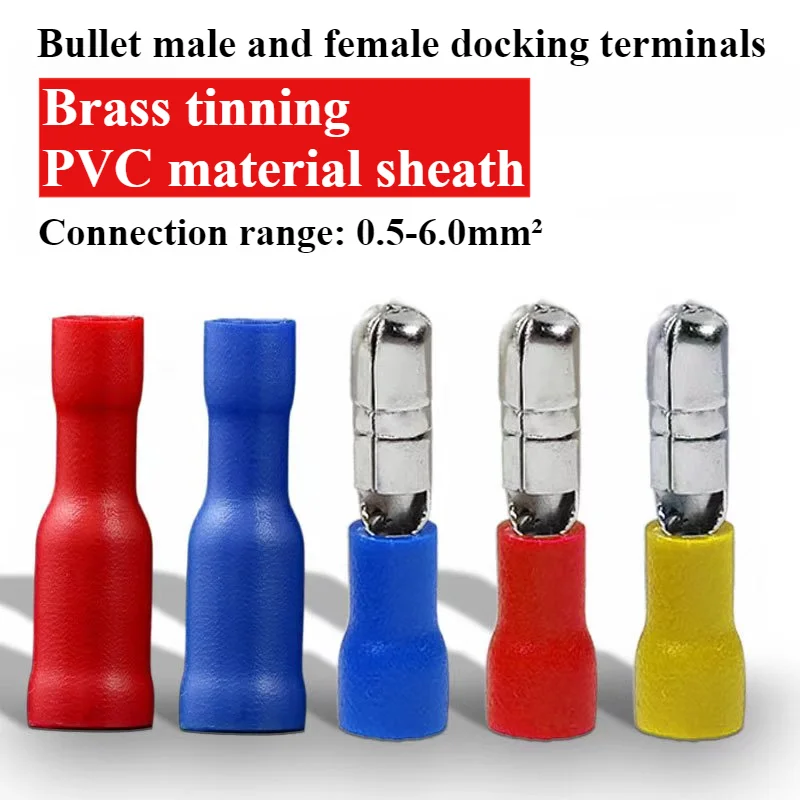 50Sets100pcs-Female-Male-Insulated-Electrical-Connector-Crimp-Bullet ...