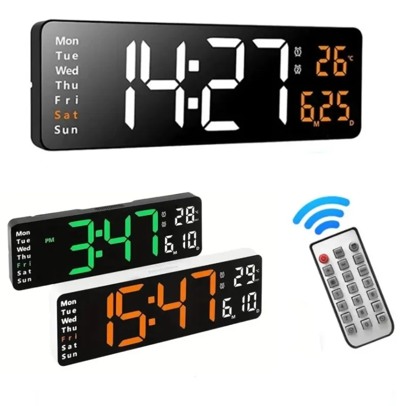LED-Large-Digital-Wall-Clock-Remote-Control-Temperature-Date-Week ...
